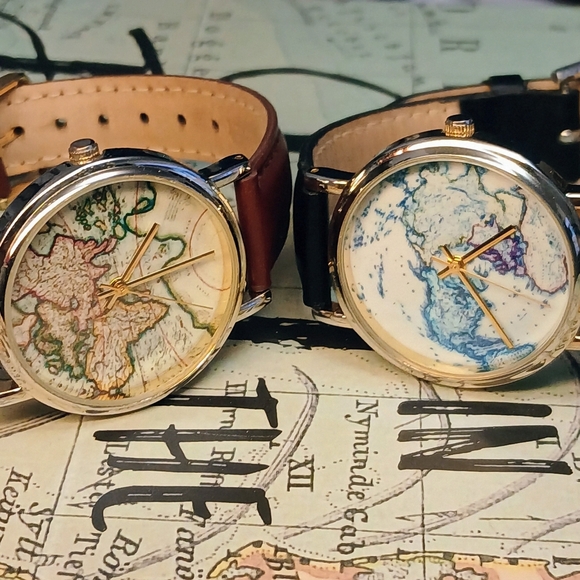 Accessories | 2 Vintage Urban Outfitter Unisexmap Watches Leather ...